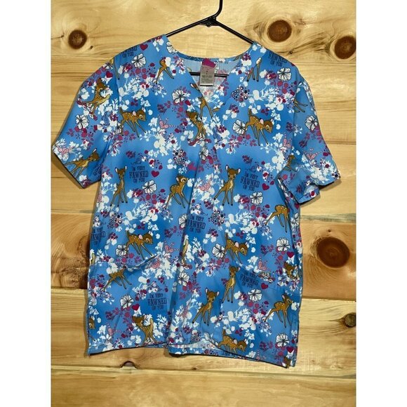 Disney | Tops | Disney Bambi Scrub Top Large The Wonderful World Of ...